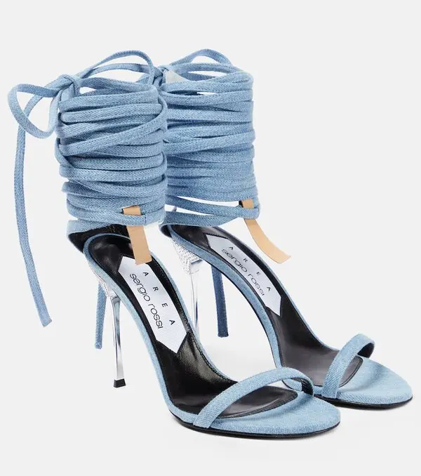 AREA X Sergio Rossi Marquise Denim Sandals