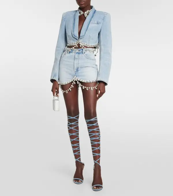 AREA X Sergio Rossi Marquise Denim Sandals