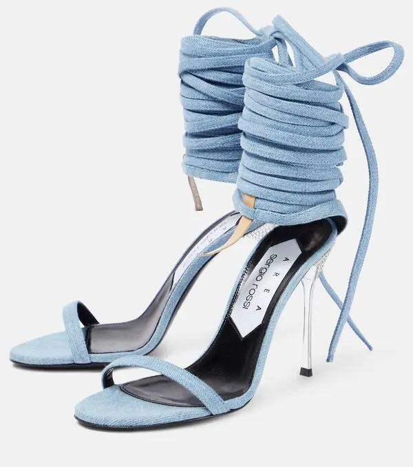 AREA X Sergio Rossi Marquise Denim Sandals
