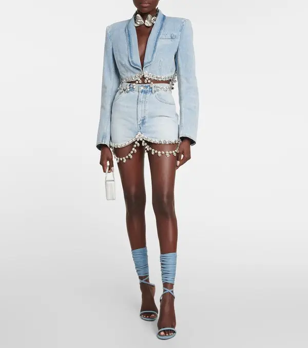 AREA X Sergio Rossi Marquise Denim Sandals