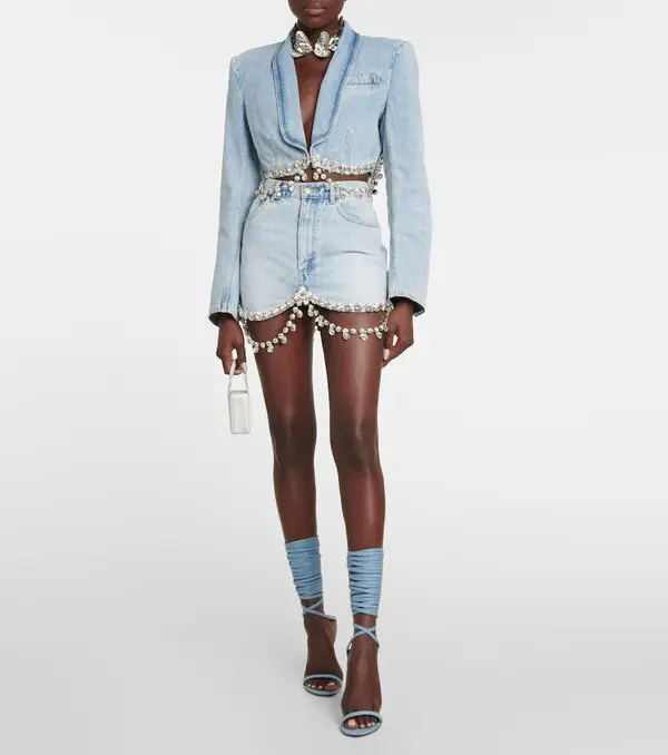 AREA X Sergio Rossi Marquise Denim Sandals