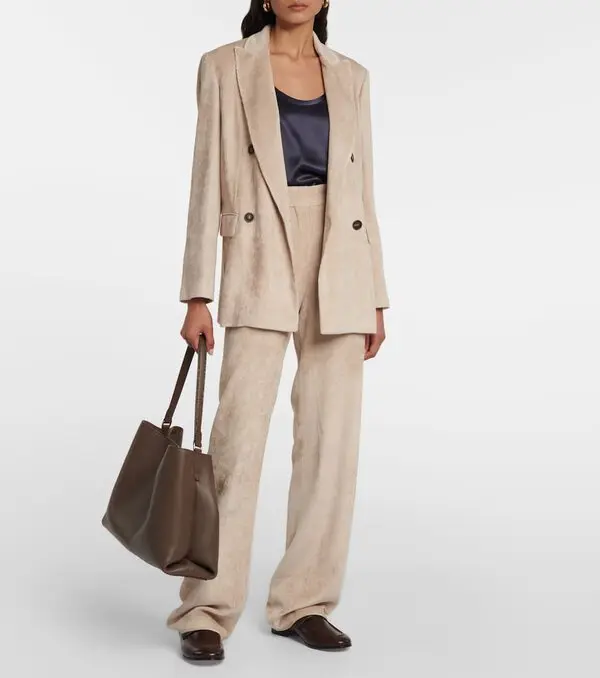Brunello Cucinelli Double-breasted Corduroy Velvet Blazer