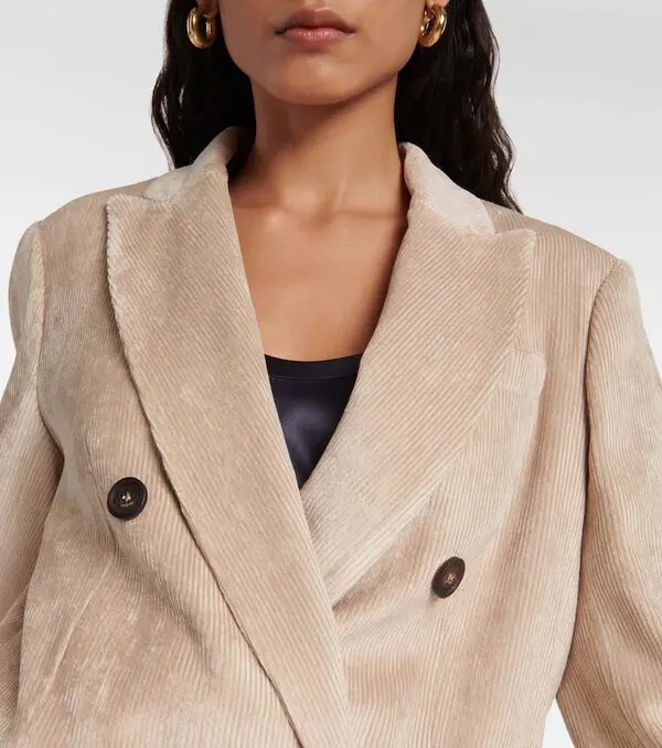 Brunello Cucinelli Double-breasted Corduroy Velvet Blazer