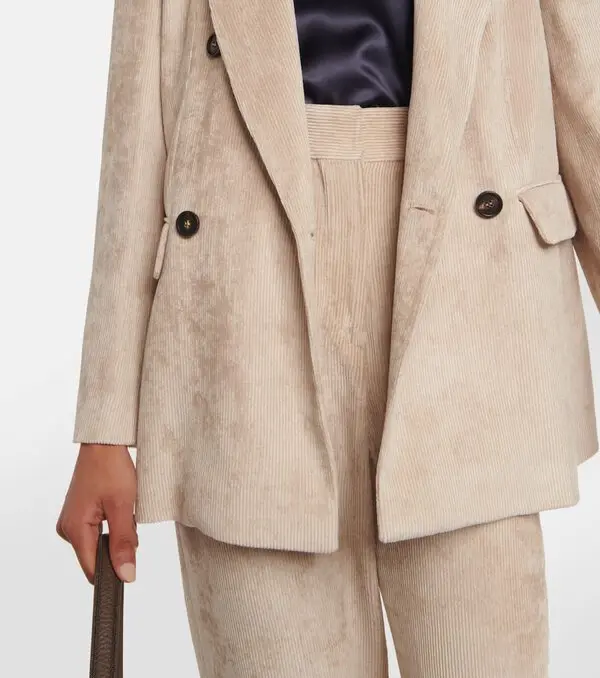 Brunello Cucinelli Double-breasted Corduroy Velvet Blazer