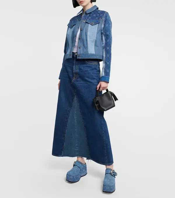 Marine Serre Denim Platform Mules In Blue - 40% Off | Editorialist