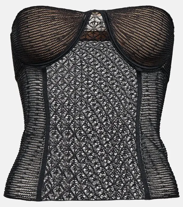 Khaite Lori Lace-knit Bustier - Black