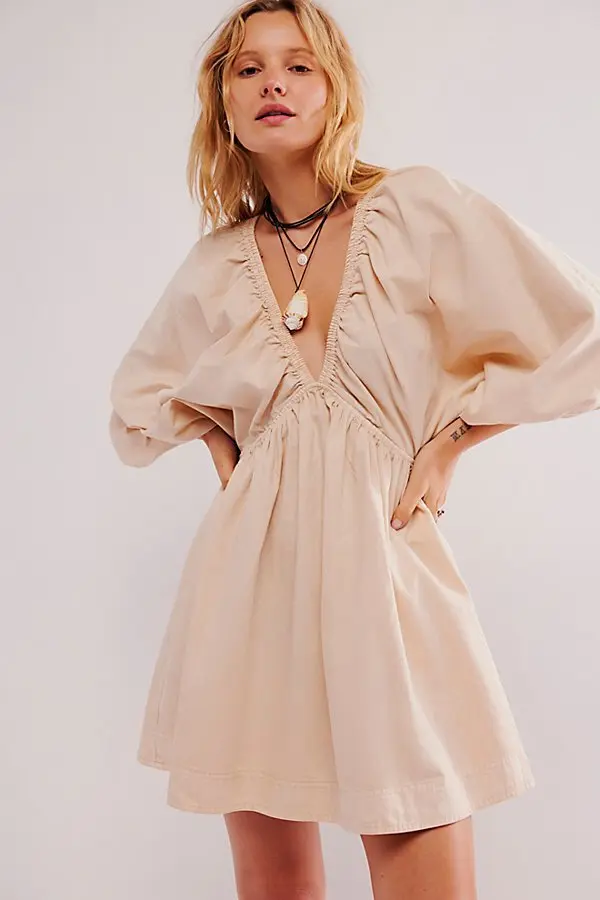 white christmas dresses Free People Portia Denim Mini Dress in Indigo Dark Rinse main image 1