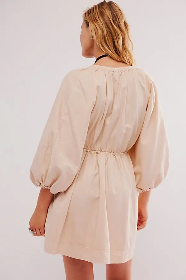 Free People Portia Denim Mini Dress In Ecru - 61% Off | Editorialist