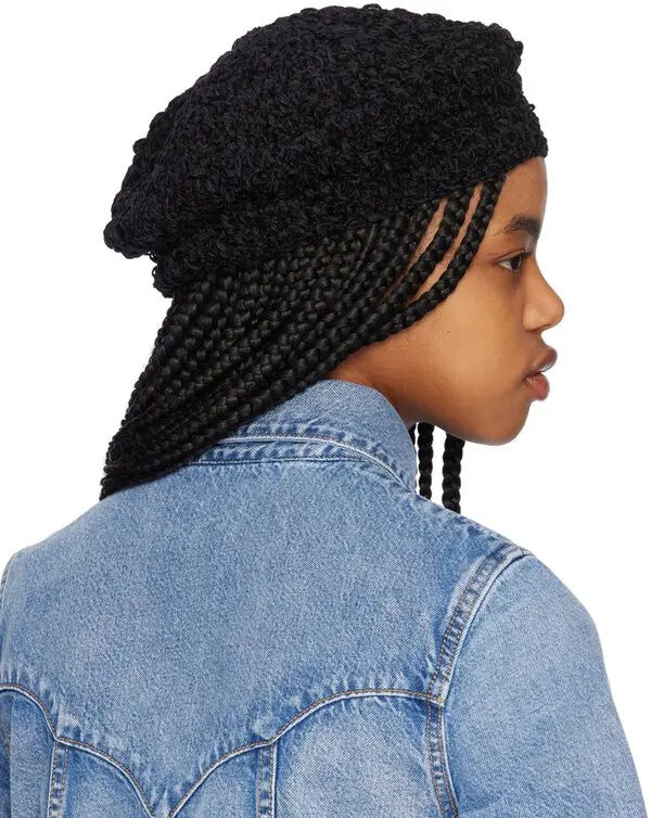 Ganni Black Crocheted Beret - 099 Black | Editorialist display picture 1