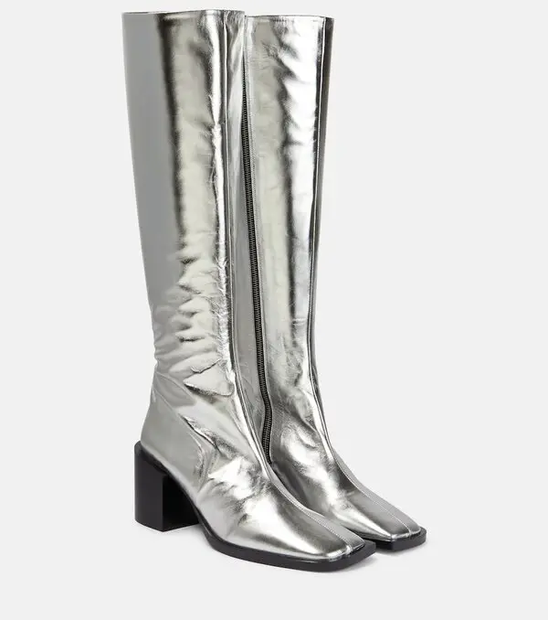 JIL SANDER Leather Knee-high Boots - Metallic