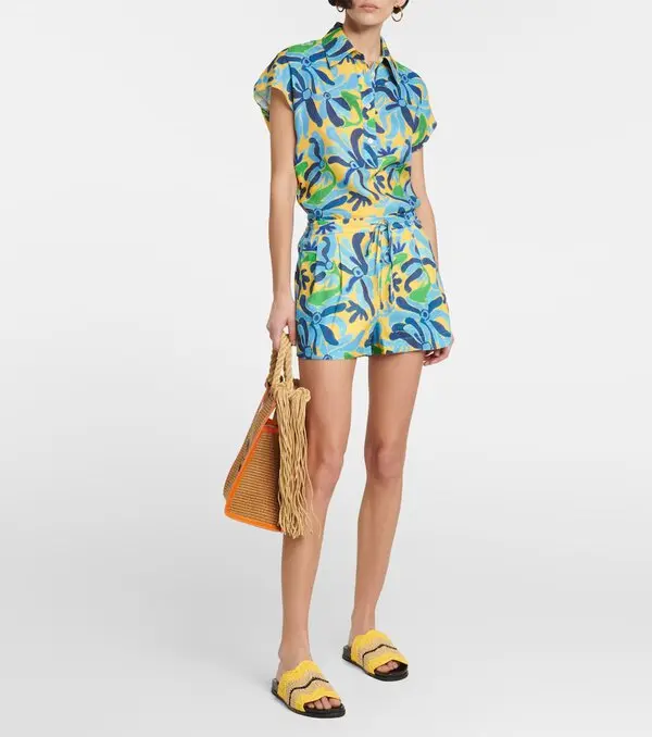 Marni Printed Linen-blend Shorts
