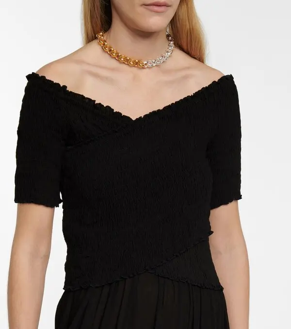 Poupette St Barth Soledad Midi Dress In Panna+panna+uwhite - Black