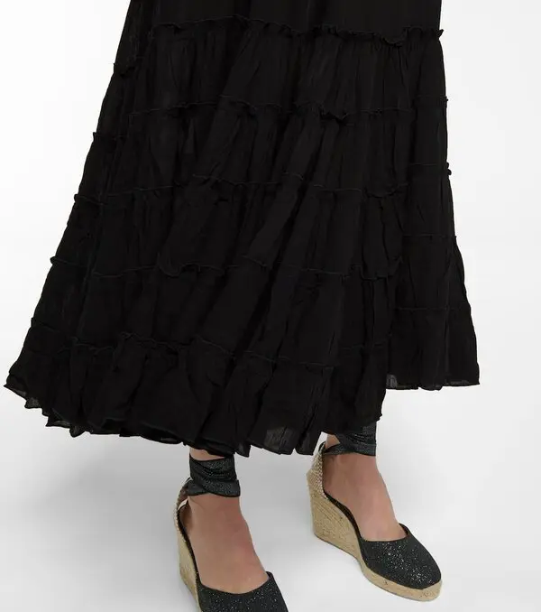 Poupette St Barth Soledad Midi Dress In Panna+panna+uwhite - Black