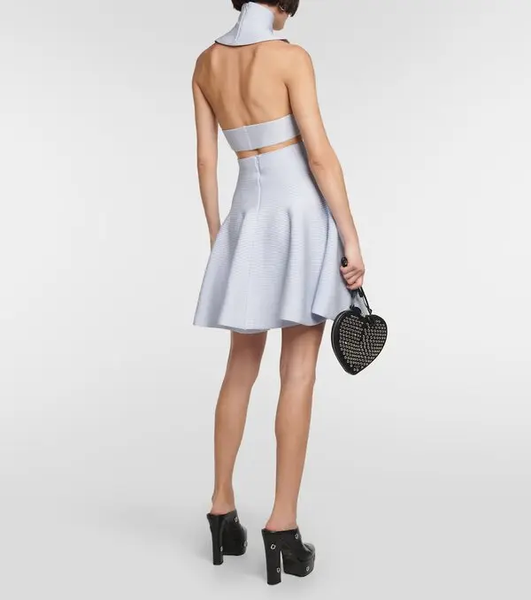 Alaïa Ribbed-knit Crop Top - Blue