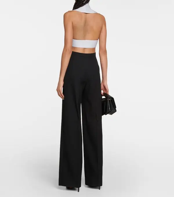 Alaïa Ribbed-knit Crop Top - Blue