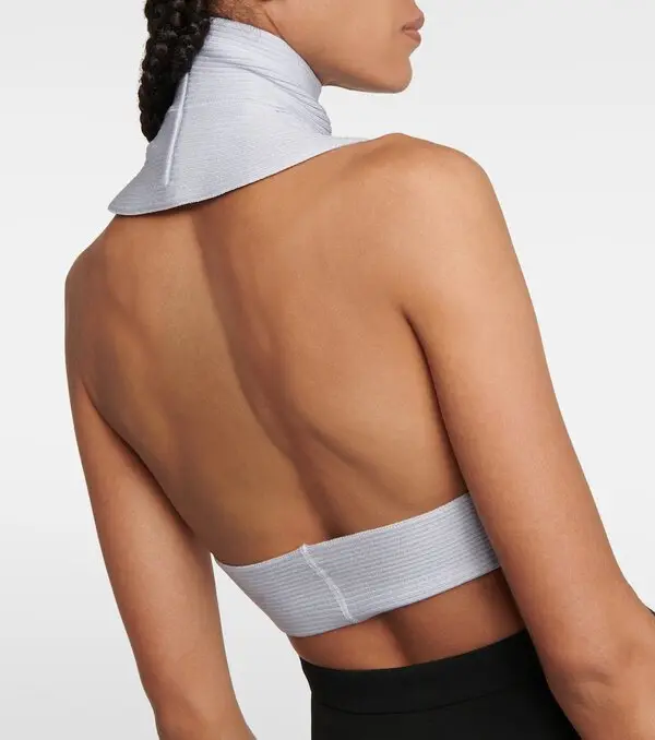 Alaïa Ribbed-knit Crop Top - Blue
