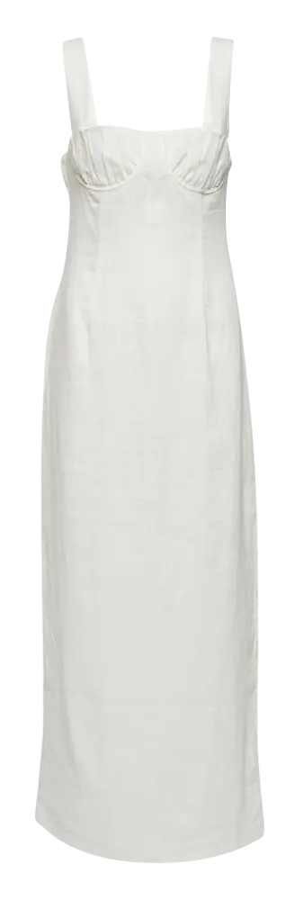 knee length dresses for ladies Bettina Lemon Plunge-Neck Maxi Dress With Gathered-Detailing – Club L  London main image 0