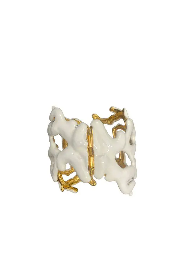 KENNETH JAY LANE White Enamel Branch Cuff