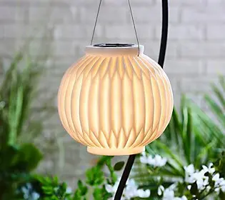 VIVA TERRA Zen Solar Hanging Ribbed Lantern - One-color