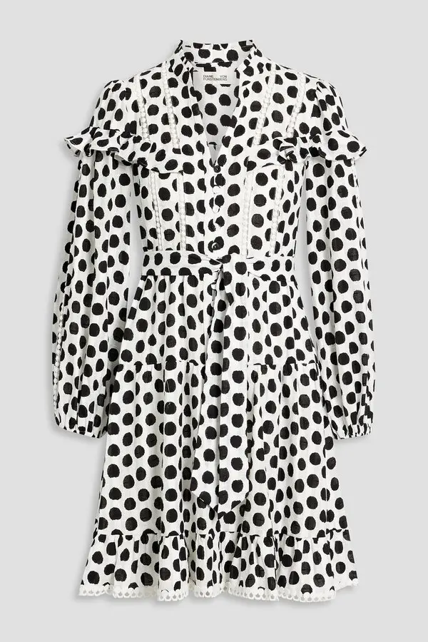 Diane Von Furstenberg Chicago Ruffled Mini Dress In Ivory - 85% Off |  Editorialist