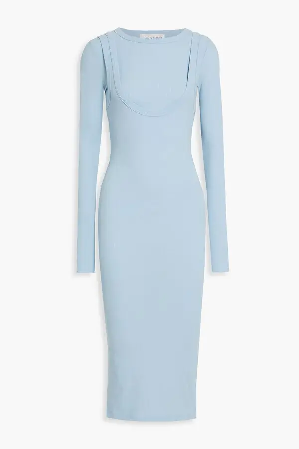 THE LINE BY K Layered Stretch Cotton And Modalblend Jersey Midi Dress - Sky Blue