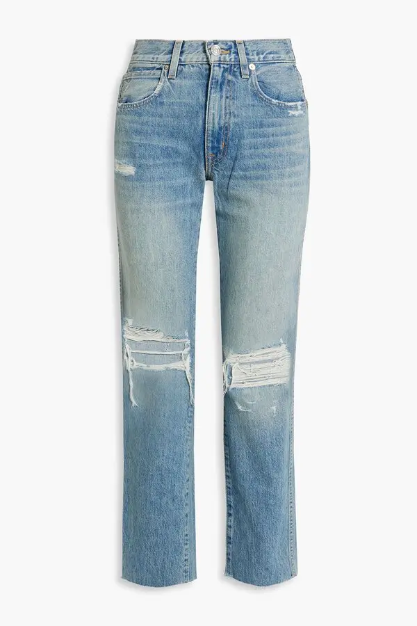SLVRLAKE Hero Frayed High-rise Straight-leg Jeans - Mid Denim