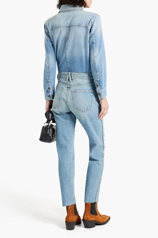 SLVRLAKE Hero Frayed High-rise Straight-leg Jeans - Mid Denim