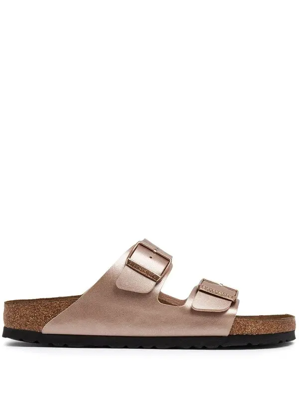 BIRKENSTOCK Birko-flor Leather Slides - Gold