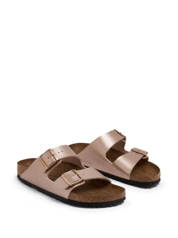BIRKENSTOCK Birko-flor Leather Slides - Gold