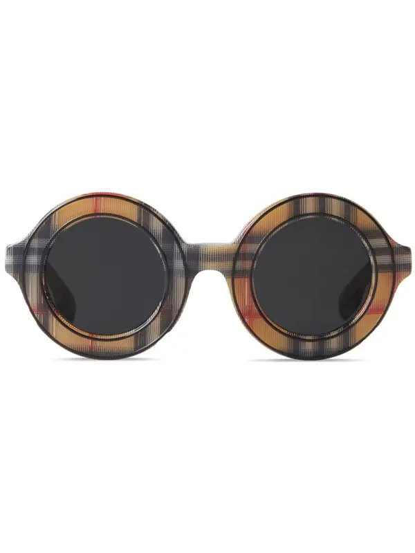 Burberry Vintage Check Round-frame Sunglasses - Brown