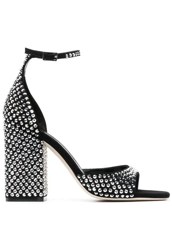 Paris Texas Holly Fiona 100mm Suede Sandals - Black