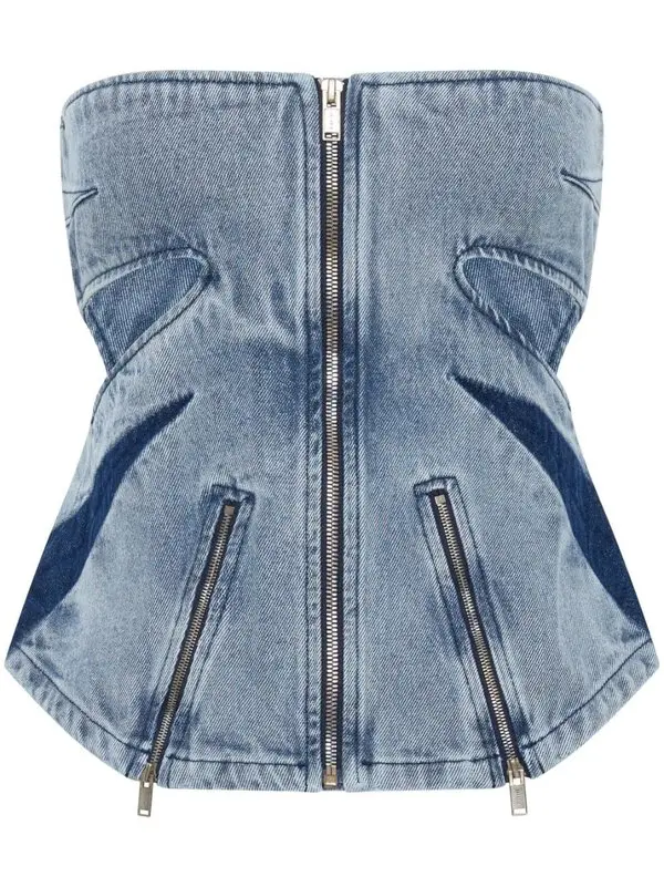 DION LEE Darted Denim Corset - Blue