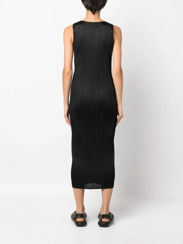 Issey Miyake Sleeveless Pleated Midi Dress - Black