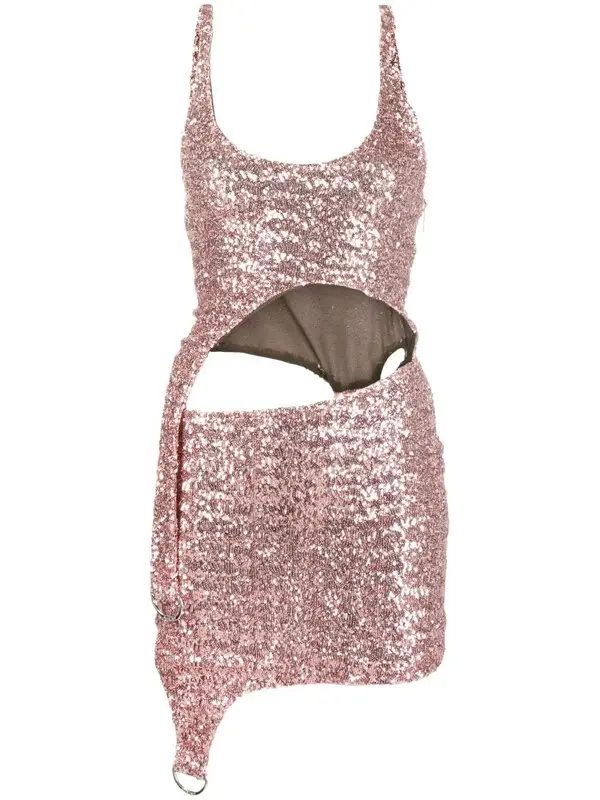 strapless open back dress Women's Pink Sequin Mini Dress main image 0