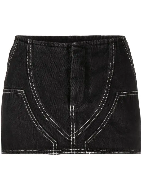 Off-White Contrast Stitching Mini Skirt