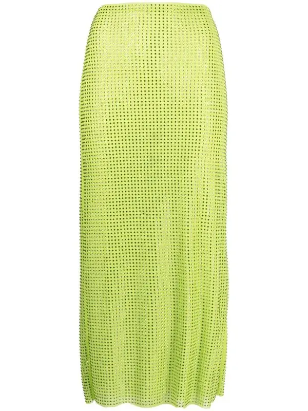 SELF-PORTRAIT Crystal-embellished Mesh Midi Skirt
