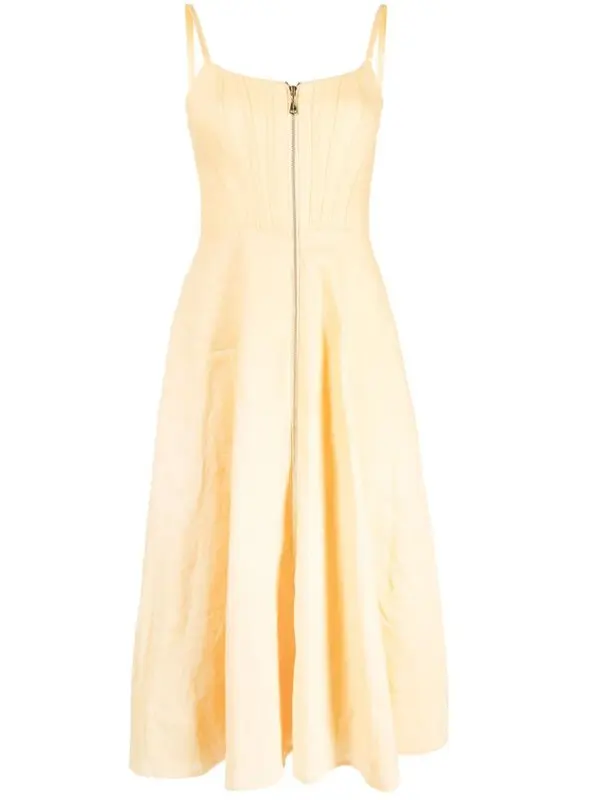 Zimmermann Tama Linen Midi Dress In Yellow - 10% Off | Editorialist