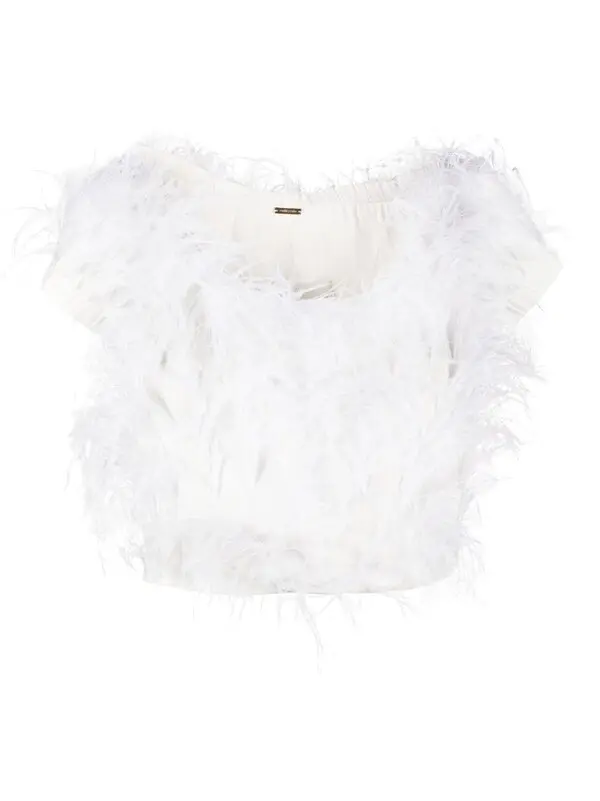 Cult Gaia Sosha Feather Top - White