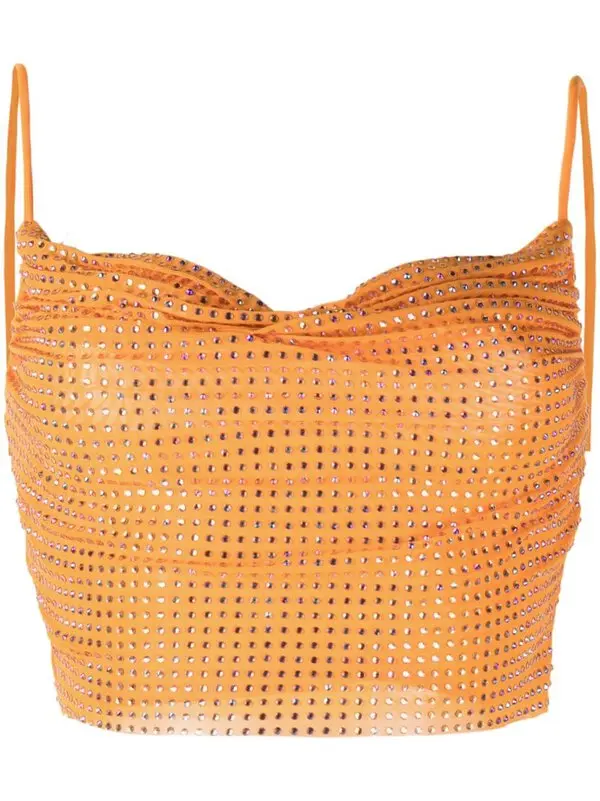 SELF-PORTRAIT Crystal-embellished Crop Top