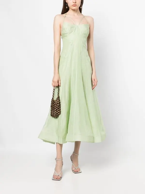 green emerald velvet dress Double Second Women's Green Strappy Midi Lace Dress main image 1