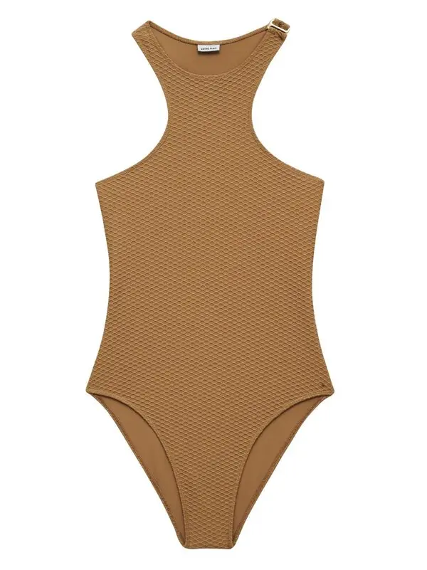 ANINE BING Morgan Halterneck Swimsuit - Brown