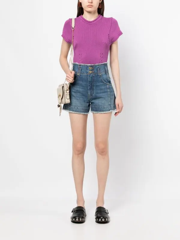Ulla Johnson High-waisted Denim Shorts