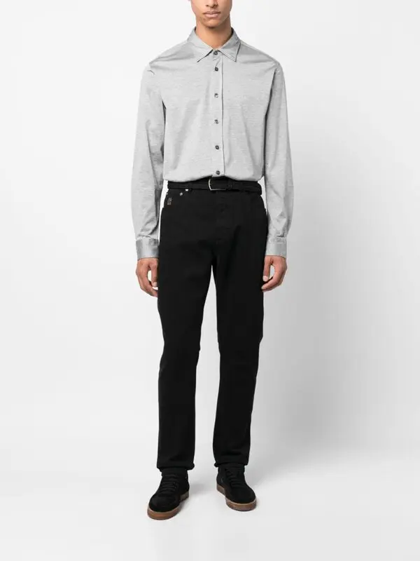 Brioni Mélange-effect Button Shirt - Grey