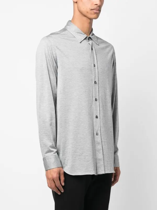 Brioni Mélange-effect Button Shirt - Grey