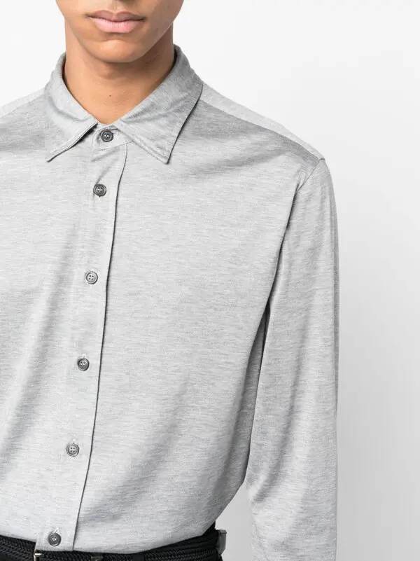 Brioni Mélange-effect Button Shirt - Grey