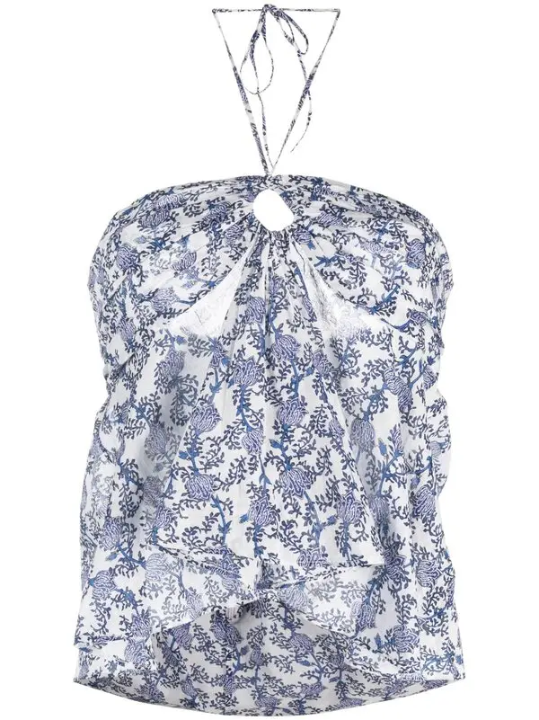 MARANT ETOILE Gabao Floral-print Cotton Blouse - White