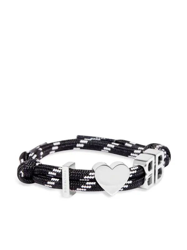 Balenciaga I Love Bb Cord Bracelet - Black | Editorialist