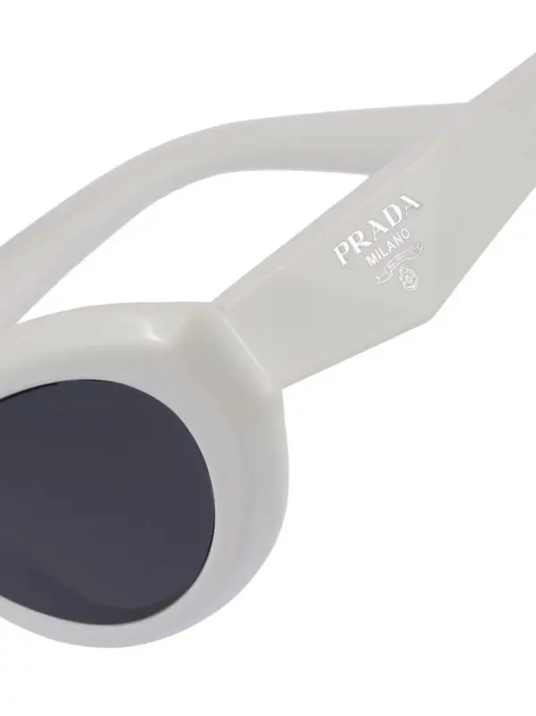 Prada Symbole Oval-frame Sunglasses - White