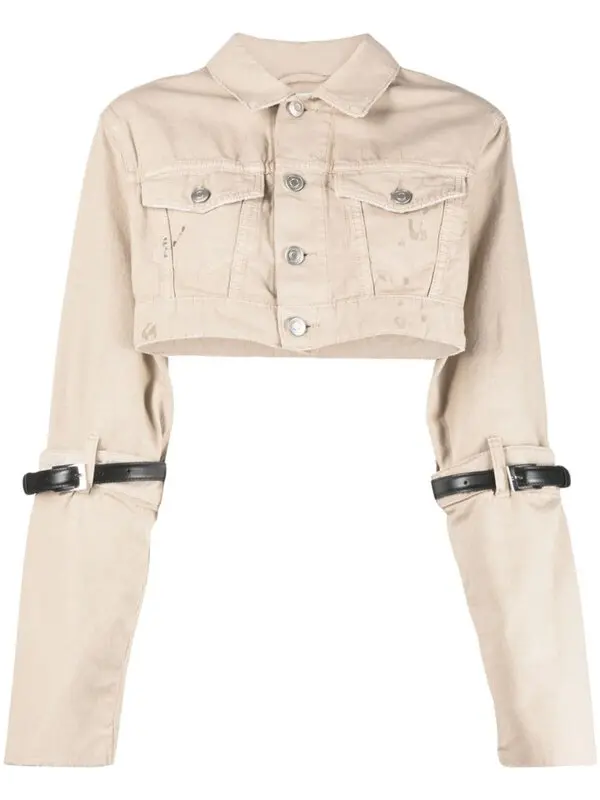 Coperni Cropped Denim Jacket - Neutrals