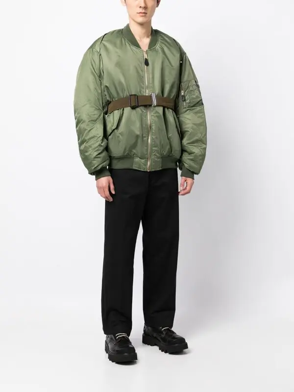 Marina Yee Belted Zip-Up Bomber Jacket In Green - 31% Off